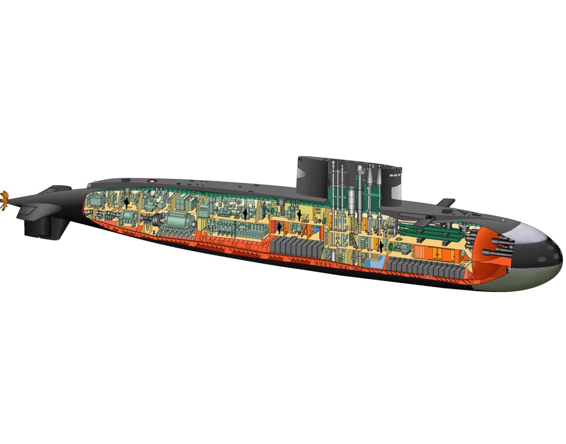 Kilo class Submarine Cutaway Drawing In High Quality